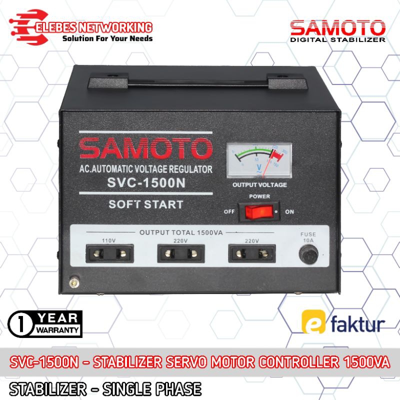 Svc 1500N Electric Stabilizer SAMOTO 1500VA Stavolt AVR Servo Motor ...