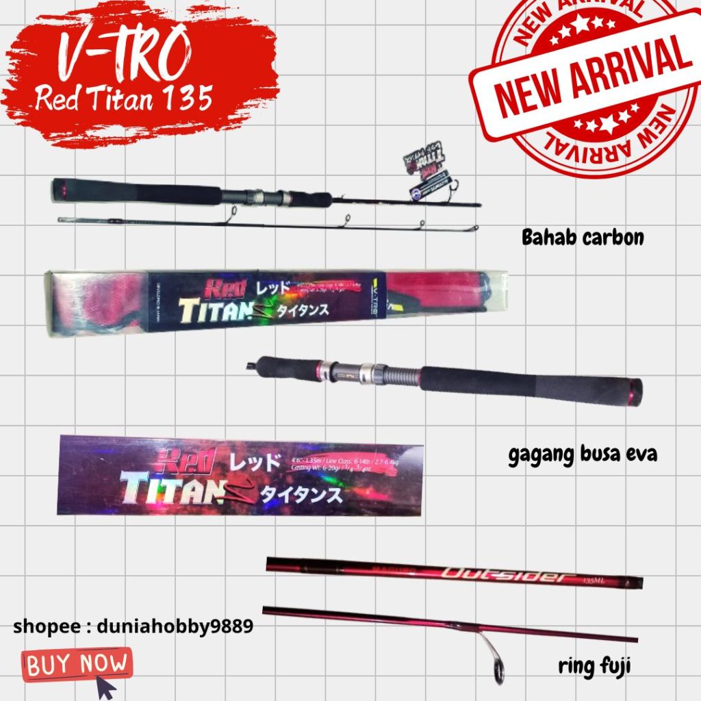 V TRO RED TITAN 135 CARBON fishing rod (ORIGINAL) | Shopee Malaysia