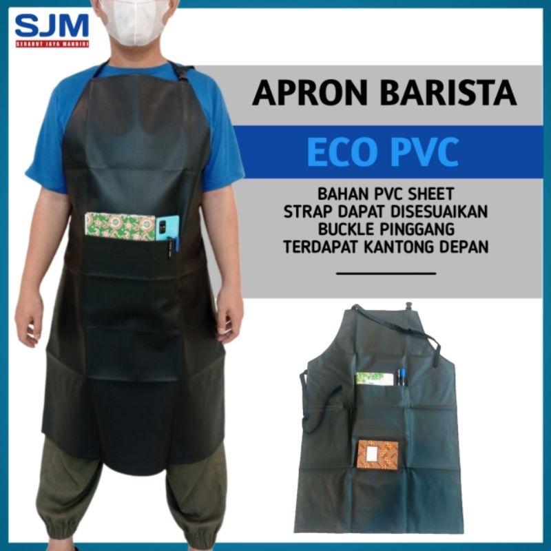 HITAM Sjm Apron PVC Black Waterproof Barista Apron Barista Apron 1 ...
