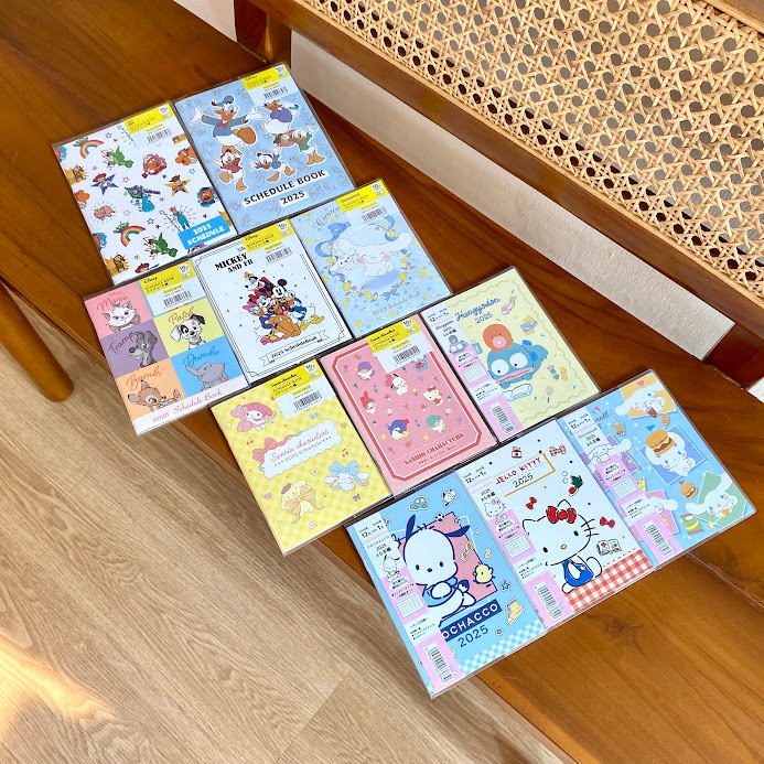 Schedule Book A6 and B6 2025 Japanese Daiso Agenda Book Cartoon Characters Sanrio Melody Kuromi ...