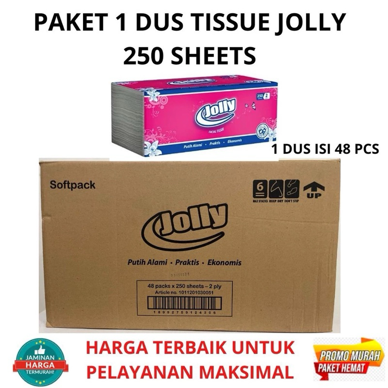 Jolly Tissue 250 Sheets/Facial Tissue Facial Tissue 1 Box/Carton ...