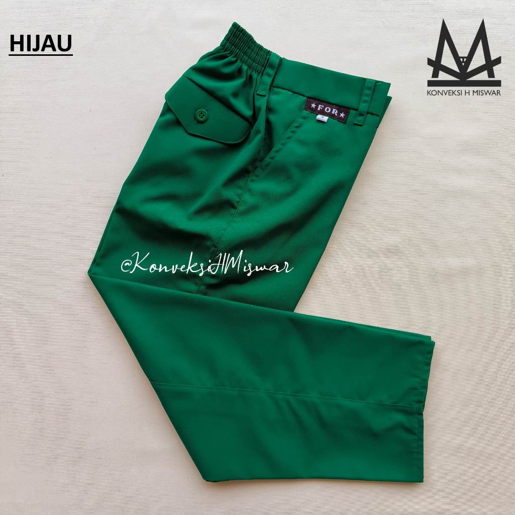 HIJAU Mi SMP Elementary School Uniform - Green Long Rubber Pants ...