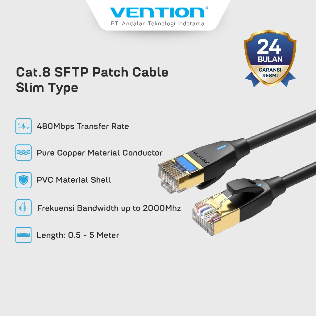 Vention LAN Cable With RJ45 Gigabit Ethernet Cat.8 SFTP Slim Type - IKI ...