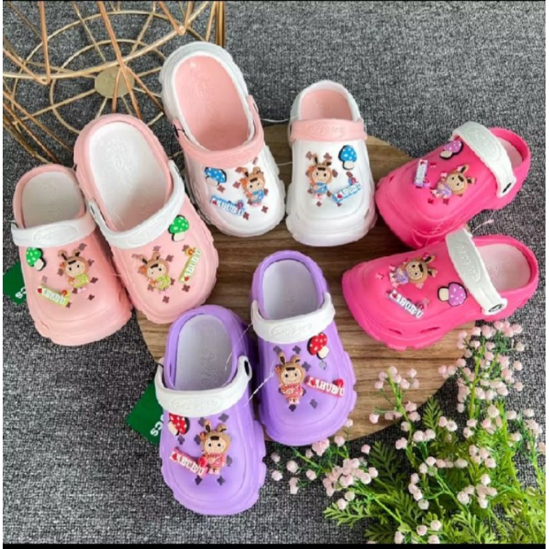 Baim labubu Sandals for Girls size 24 - 29, Crocs Sandals, labubu ...