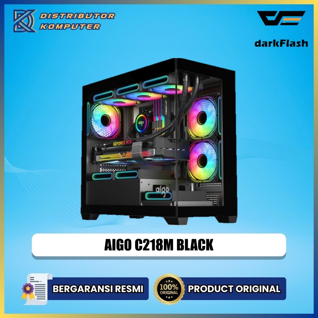 Aigo DARKFLASH PC CASING C218M + PSU 650W + INCLUDE 3 FAN ARGB MICRO-ATX - BLACK | Shopee Malaysia