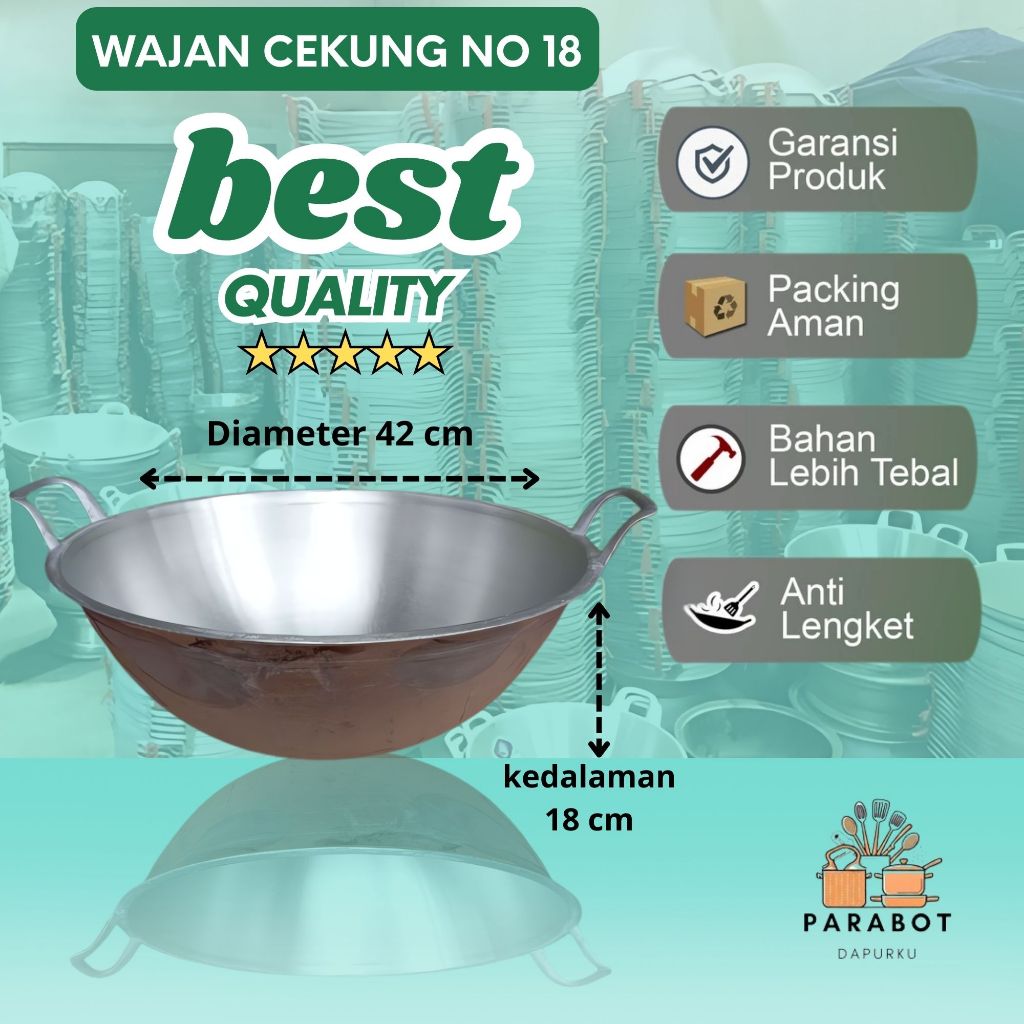 Parabot DAPURKU-WHOLESALE NO 18 Concave Frying Pan, Thick cast aluminum ...