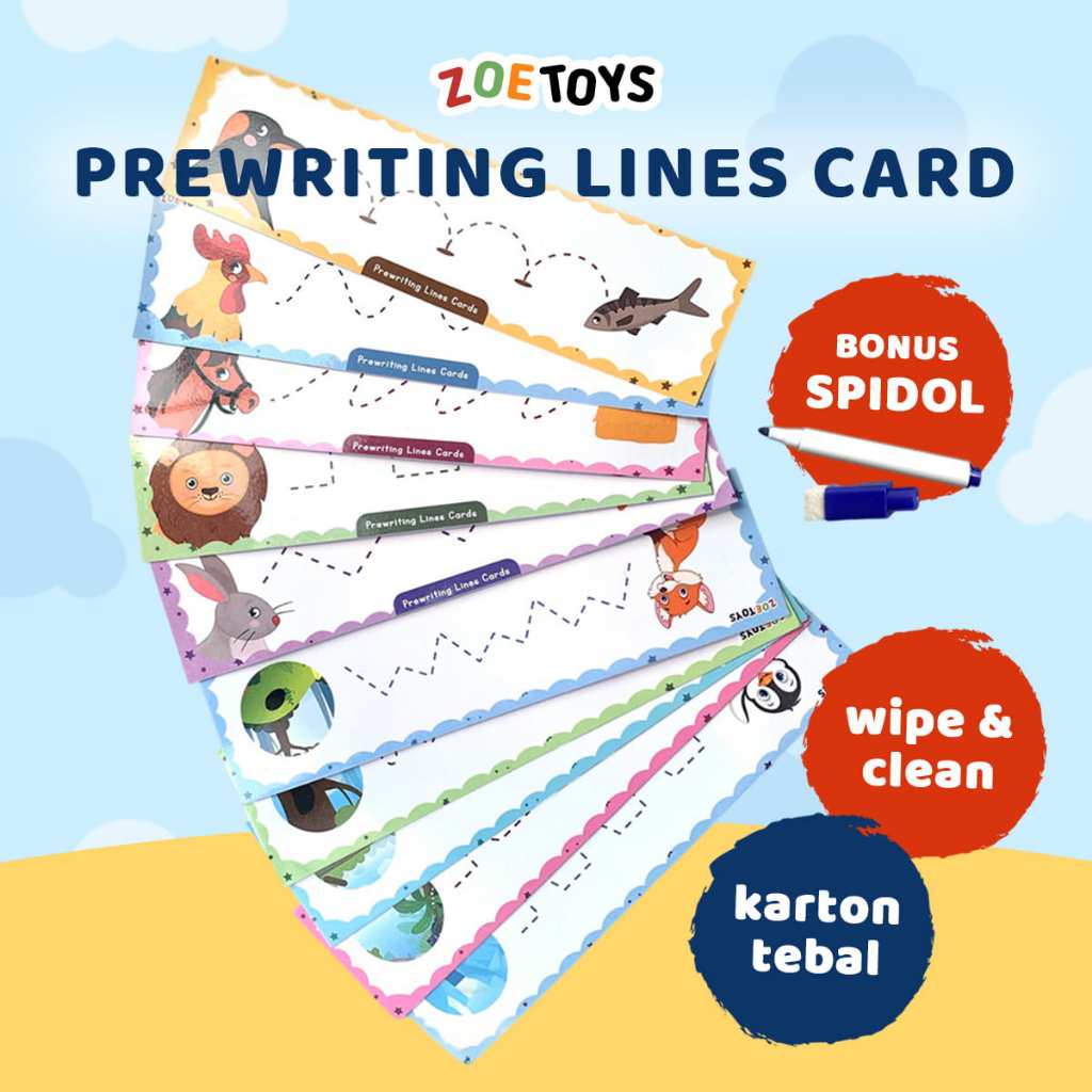 Zoetoys Prewriting Lines Card | Wipe Clean Tracing Cards for Learning ...