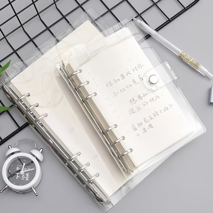 Hj6 Binder Note 6Ring LooseLeaf Clear Soft PVC Binder Clip Notebook ...