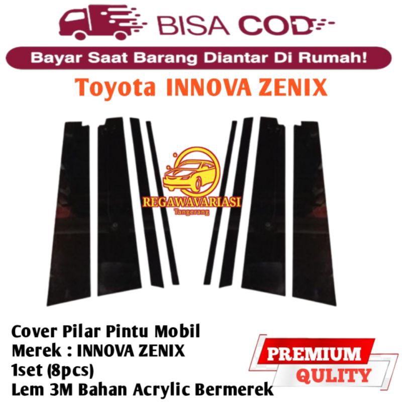 HITAM Toyota INNOVA ZENIX 8pcs Car Door Pillar Covers, Black | Shopee ...