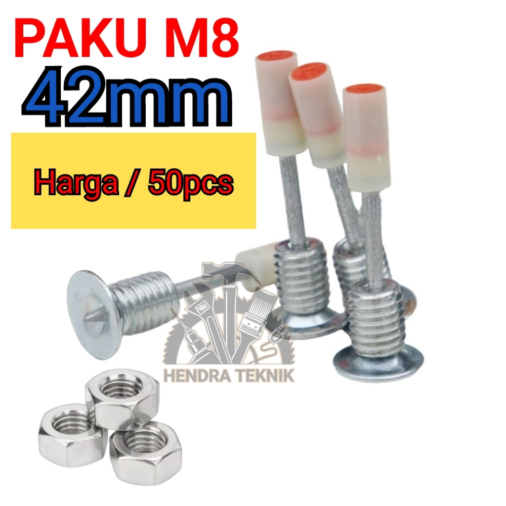 Stampset CONCRETE NAILS 7.3MM X 42MM X DRAT M8 MINI WASHER NAILS RAMSET ...