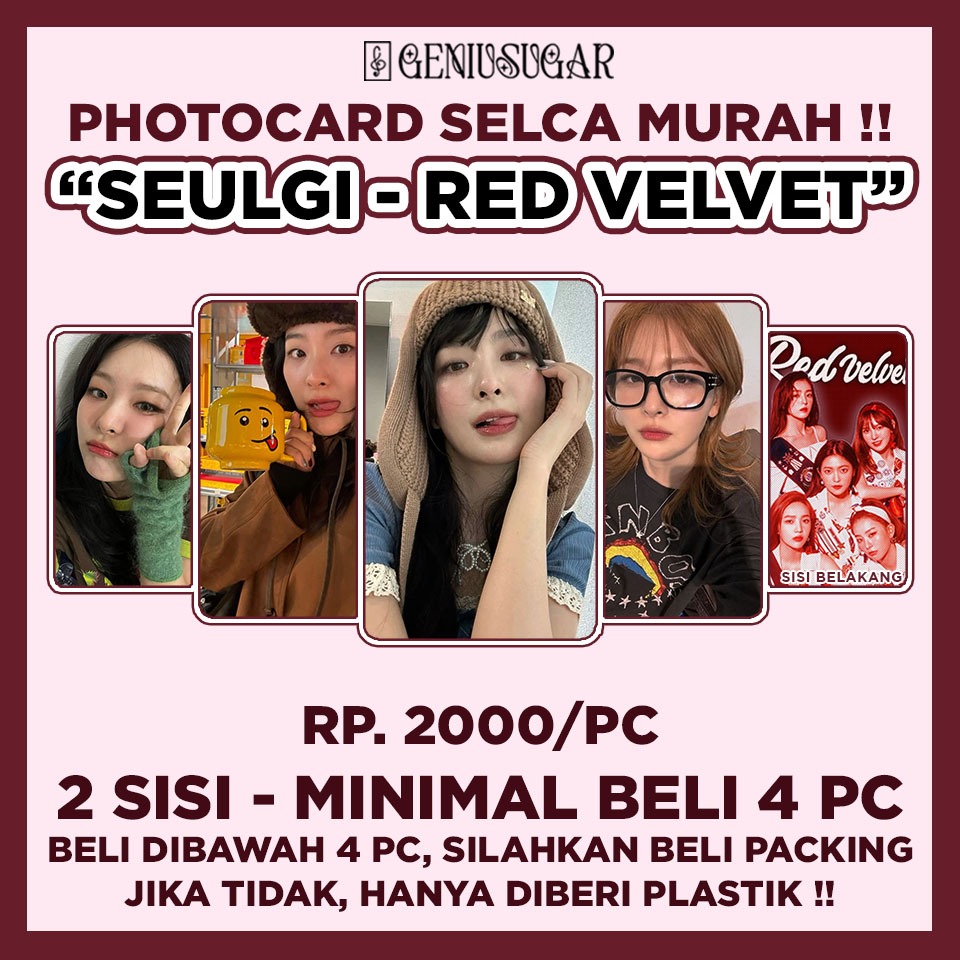 [MIN. Buy 4 PC] RED VELVET SEULGI SELCA UNOFFICIAL PHOTOCARD | Shopee ...