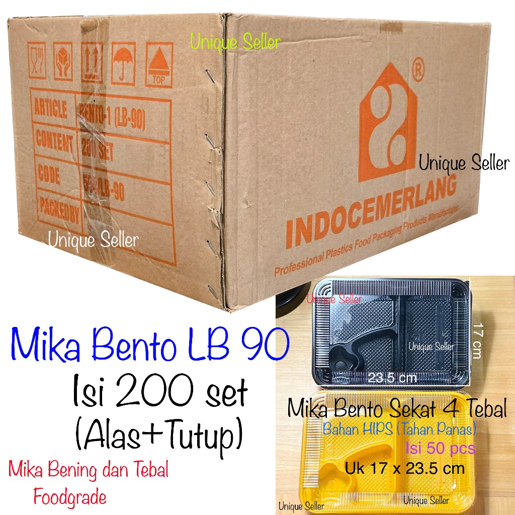 HITAM [Contents 50] Mika Bento Bulkhead 4 Star Thick LB 90 Base + Lid ...