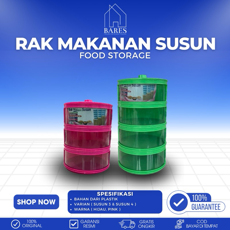 Food Storage Food Rack 3 Tiers and 4 Tiers Serving Cover | Shopee Malaysia