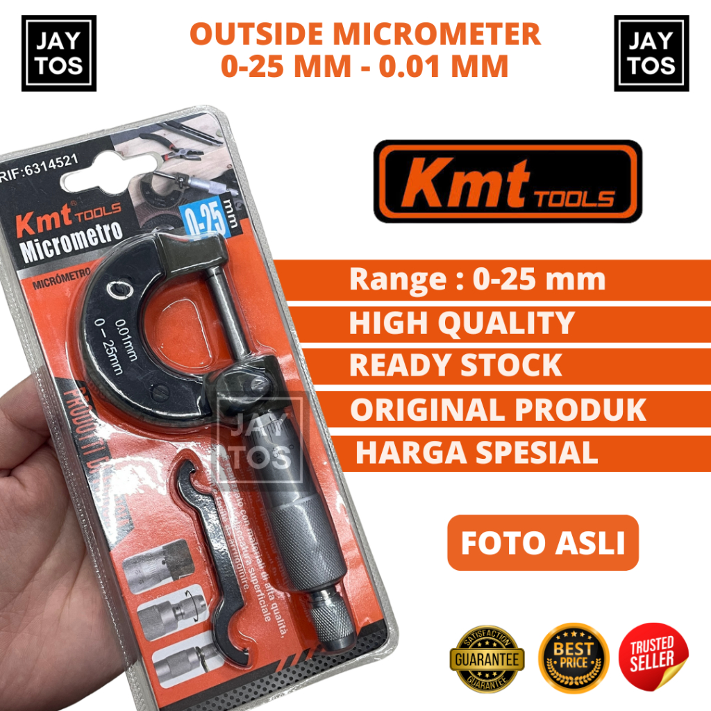 Kmt Tools Outside Micrometer 25 mm Micrometer Thickness Measuring Tool 0.01 mm Original | Shopee ...
