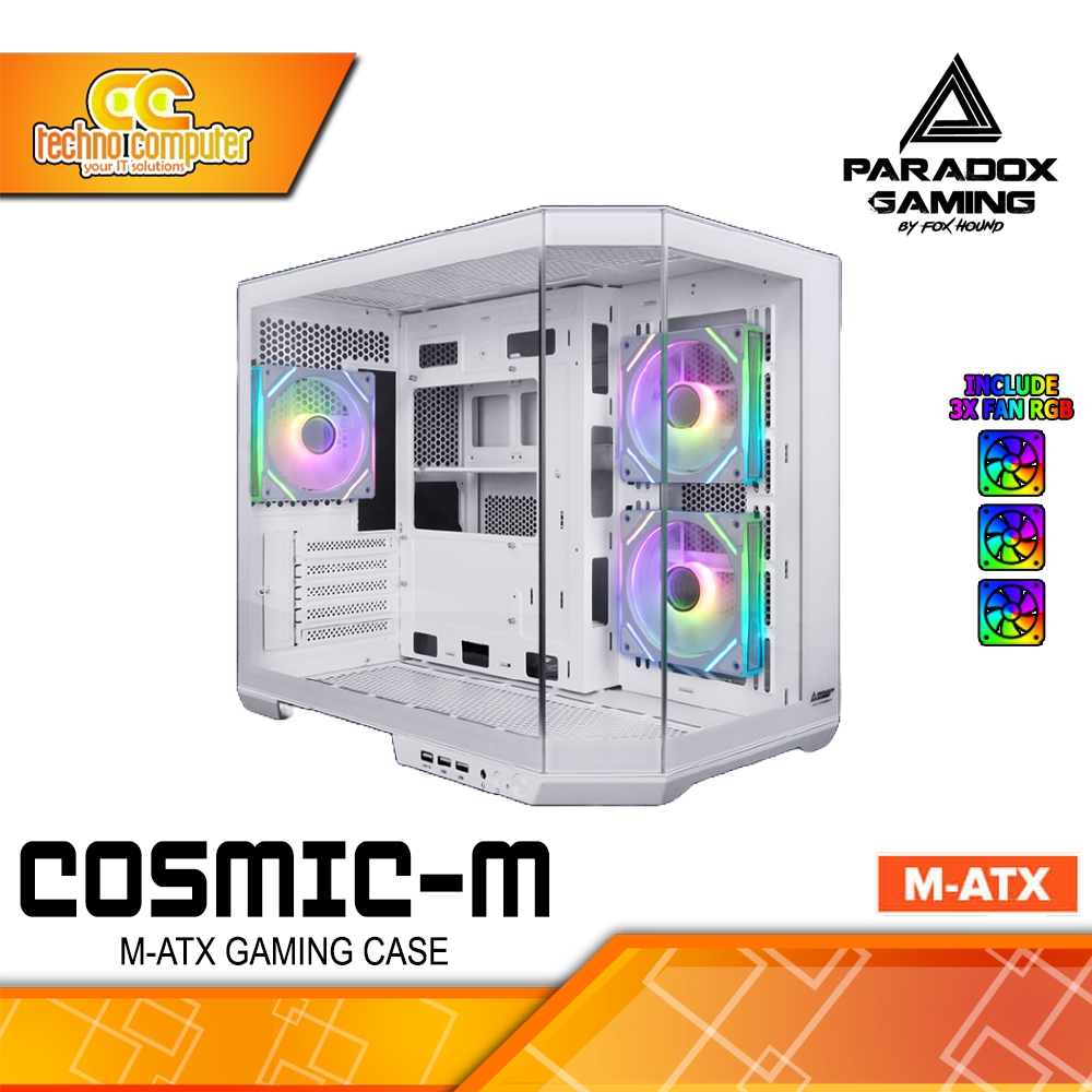 Paradox GAMING COSMIC-M White CASING - Mid Tower mATX Case Tempered ...