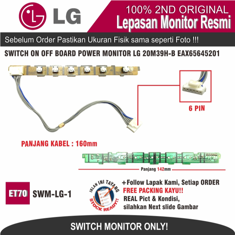 ET70 SWM-LG-1 SWITCH ON OFF BOARD POWER MONITOR LG 20M39H-B EAX65645201 ...
