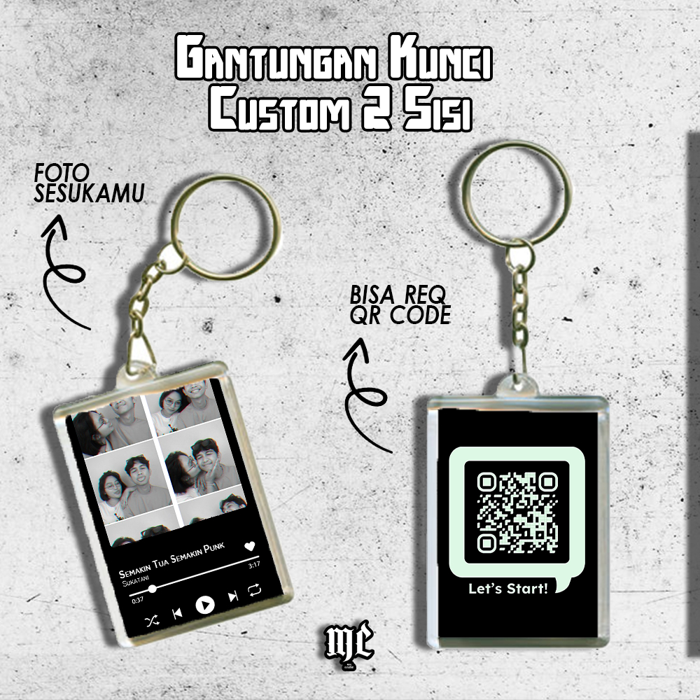GANTUNGAN 2 SIDED ACRYLIC KEYCHAINS FREE REQUEST | Custom QR CODE ...