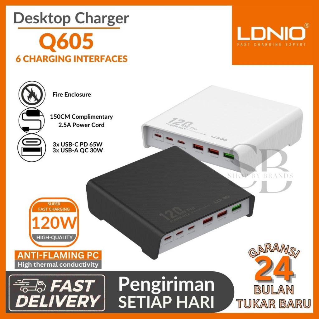 Ldnio Desktop Charger Q605 120W USB C Port Super Fast Charging Original | Shopee Malaysia