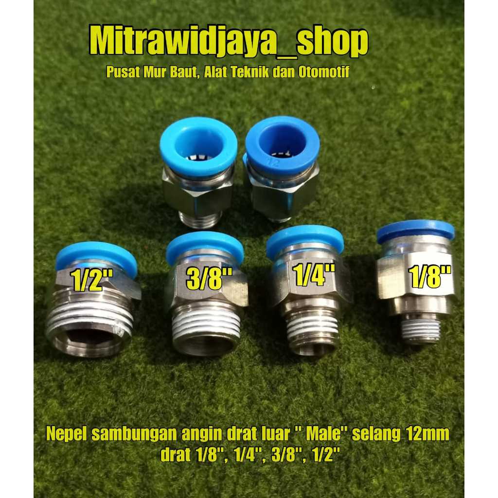 Pneumatic fittings / 12mm air hose connection, Male model, Straight ...