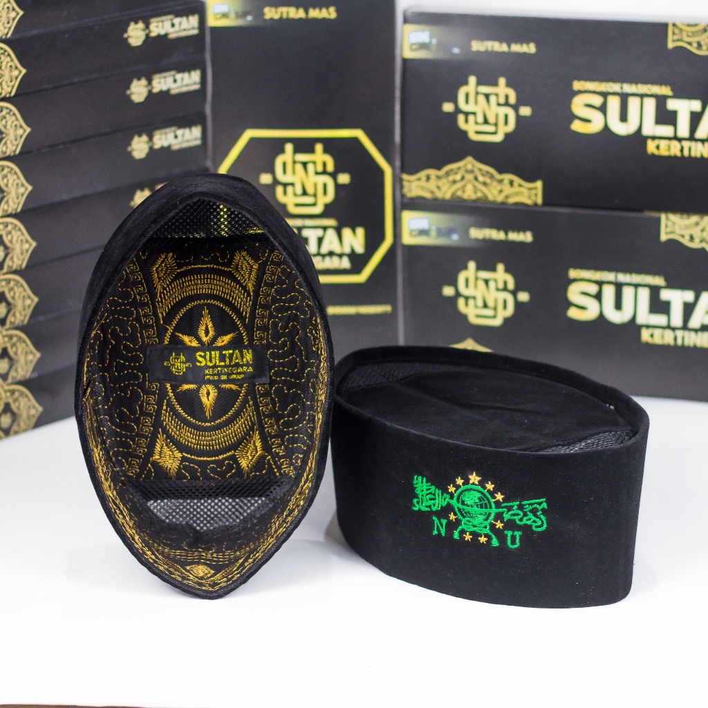 HITAM Original SULTAN Peci Black Embroidered NU Exclusive National ...