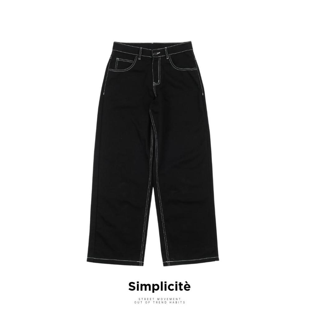 Smooth BASIC Denim Signature Long Baggy Lose Pants Black Simplicite Series | Shopee Malaysia