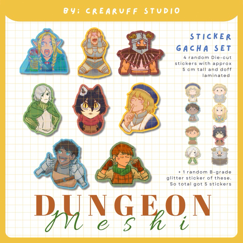 STUDIO CREARUFF] Dungeon Meshi | Dunmeshi Meme Pose Sticker / Gacha ...