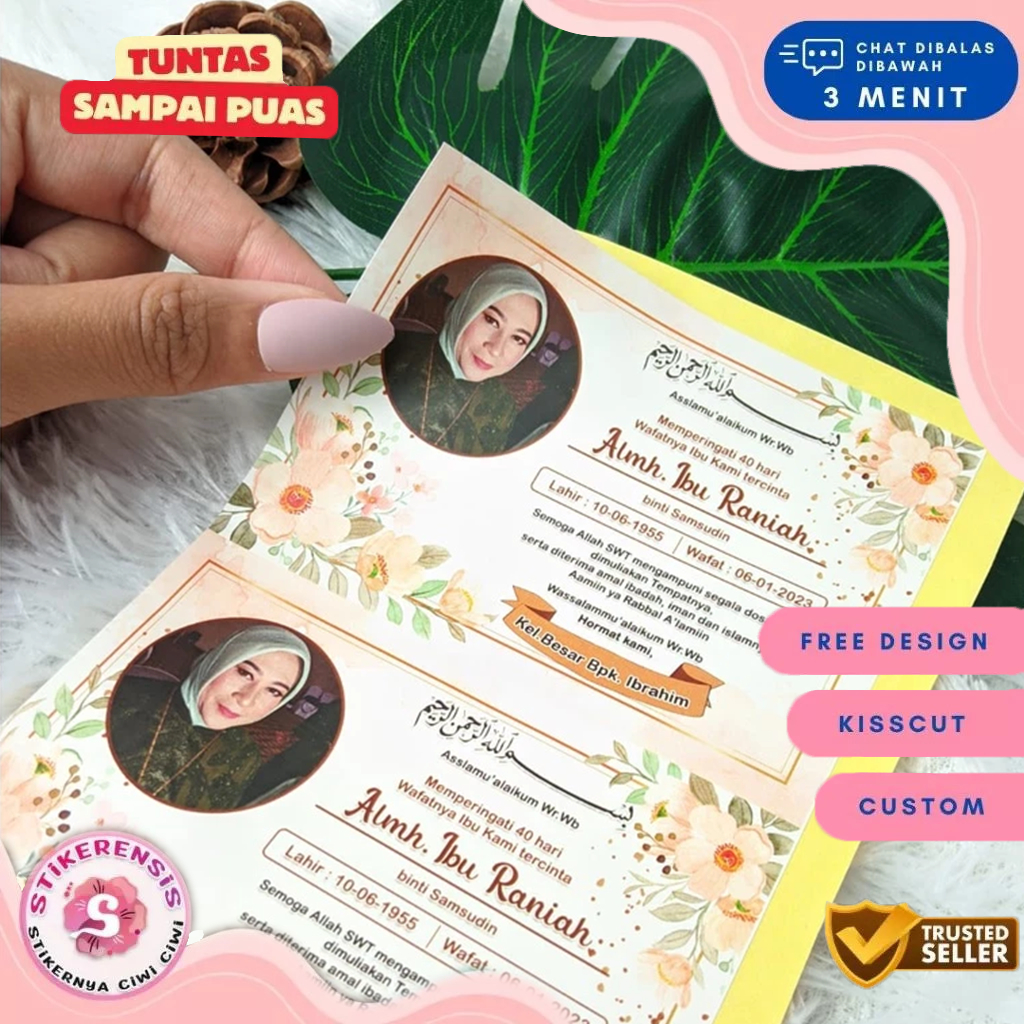 Tahlinan Sticker Recitation of Commemorating the Death 40 100 1000 days ...