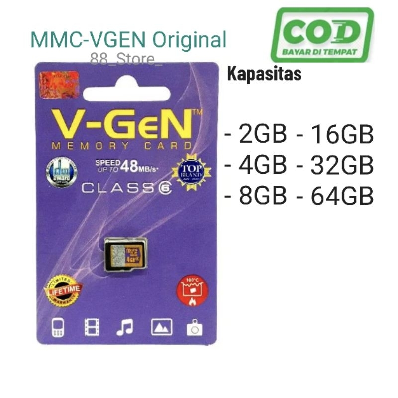Micro SD V-Gen 64GB Class 6 Memory Card 32GB V-Gen Original | Shopee ...
