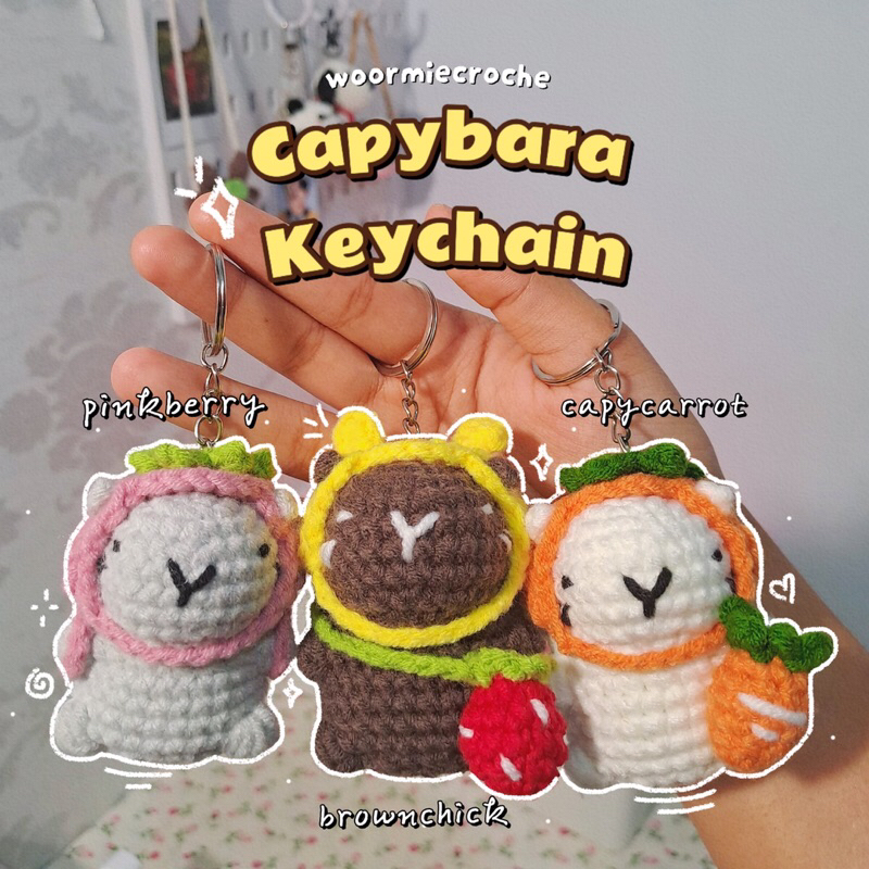 GANTUNGAN [pre-order] Capybara amigurumi keychain | Crochet keychain ...