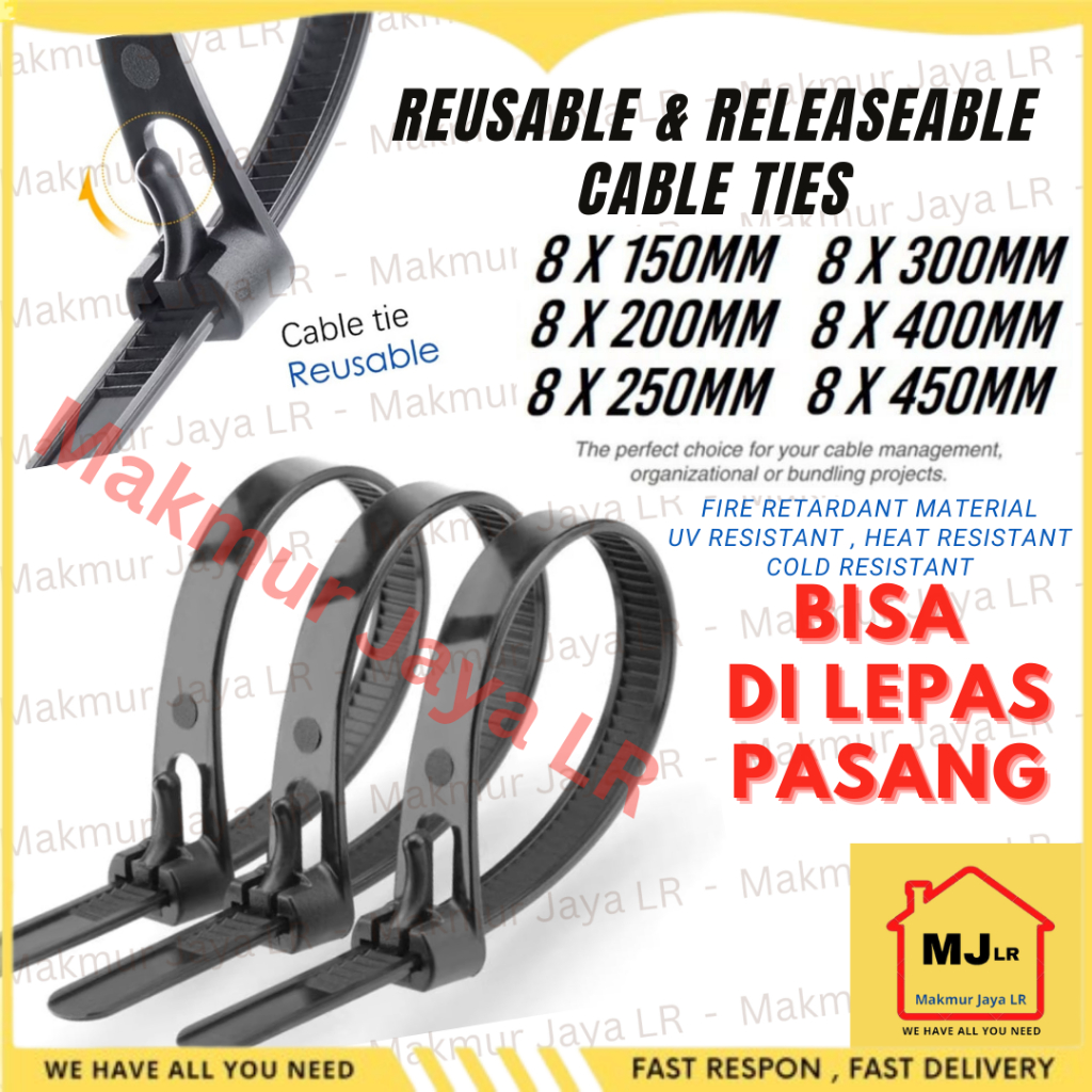 (retail) REUSABLE Cable TIES 15 20 25 30 40 45 cm REUSABLE Cable TIES ...