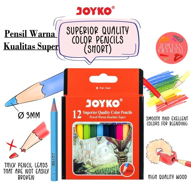 Super Quality Joyko Colored Pencils, 12 Colors, Coloring Drawing ...