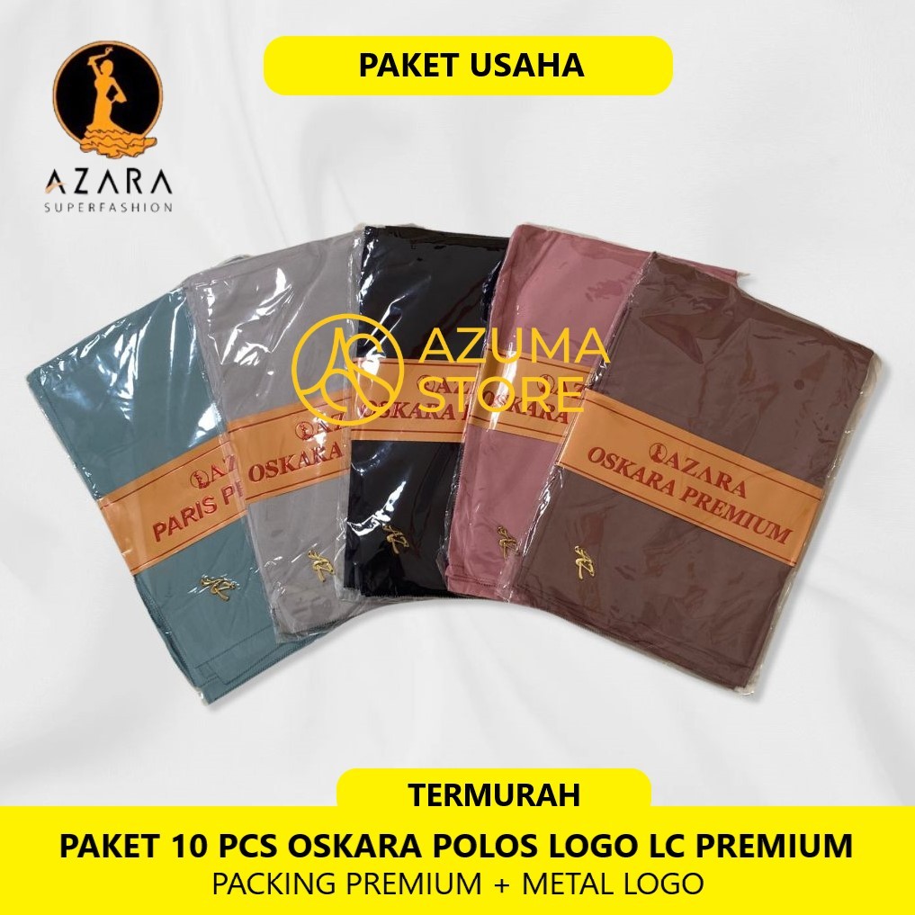 10 Pcs Plain Rectangular Hijab Oskara Premium Plain Metal Logo Laser ...