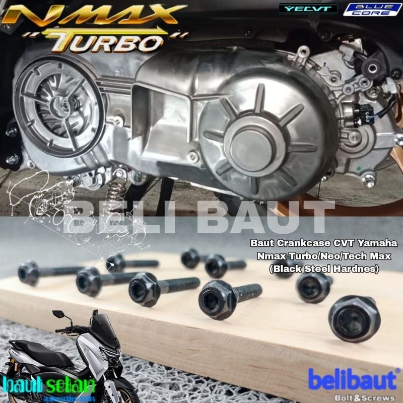 HITAM Yamaha Nmax Turbo/Neo/Tech CVT Block Bolts Black two key Mode ...