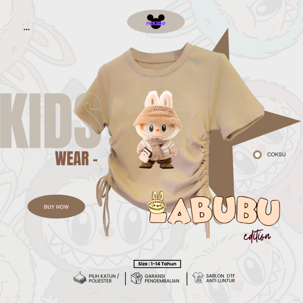 Labubu's trendy drawstring Crop Top t-shirt | Tops 5 6 7 8 9 10 11 12 ...