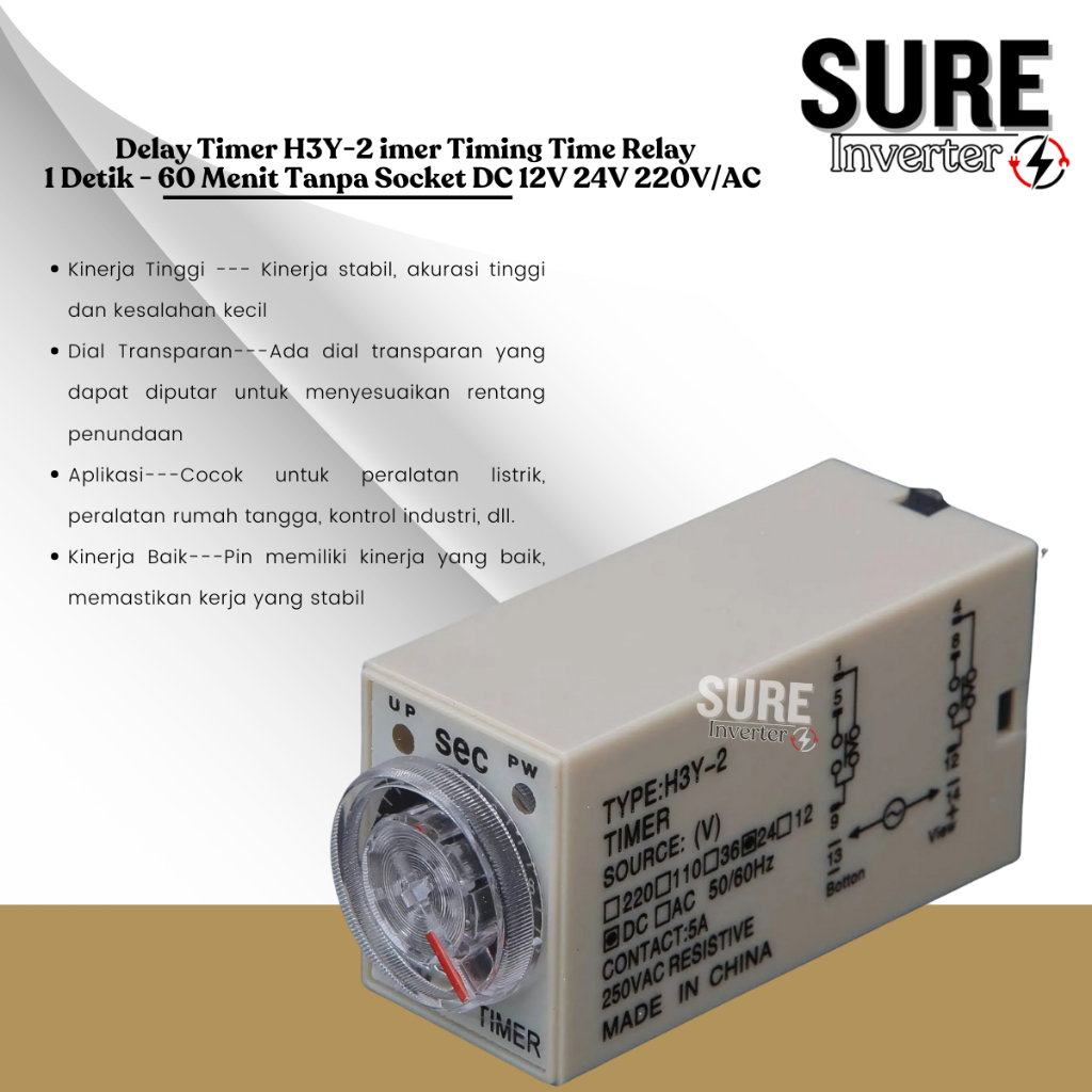 Sure Inverter Delay Timer H3Y-2 Timer Timing Relay 1 Second - 60 ...