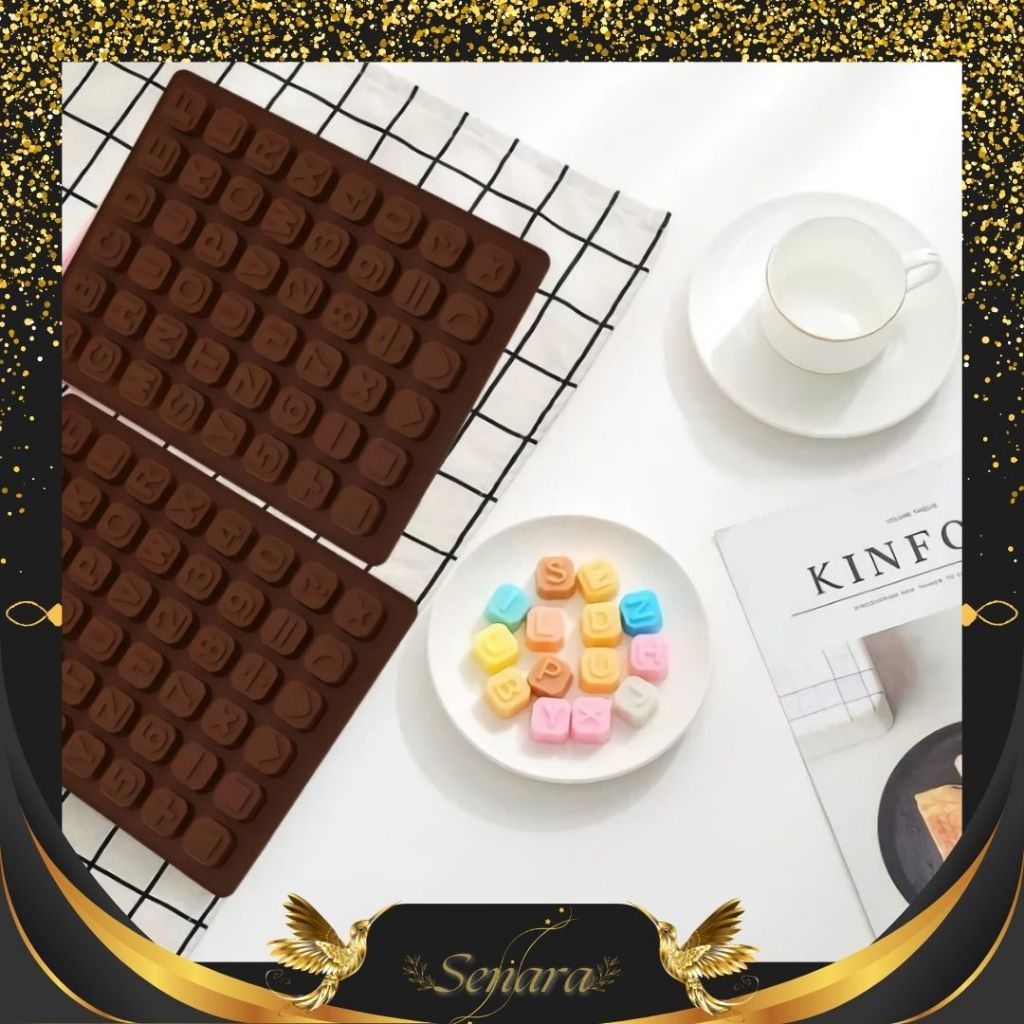 Senara Chocolate Mold Letters Numbers Symbols 48 Grid Silicone Baking ...