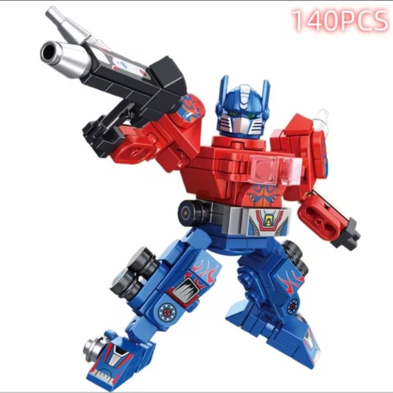 MERAH Red Transformers Robot 3D action Figure Building Blocks Toy with ...