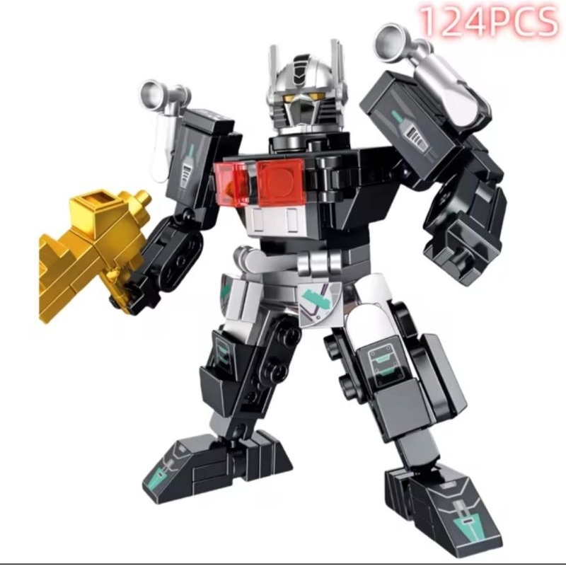 PUTIH White Transformers Robot 3D action Figure Building Blocks Toy ...