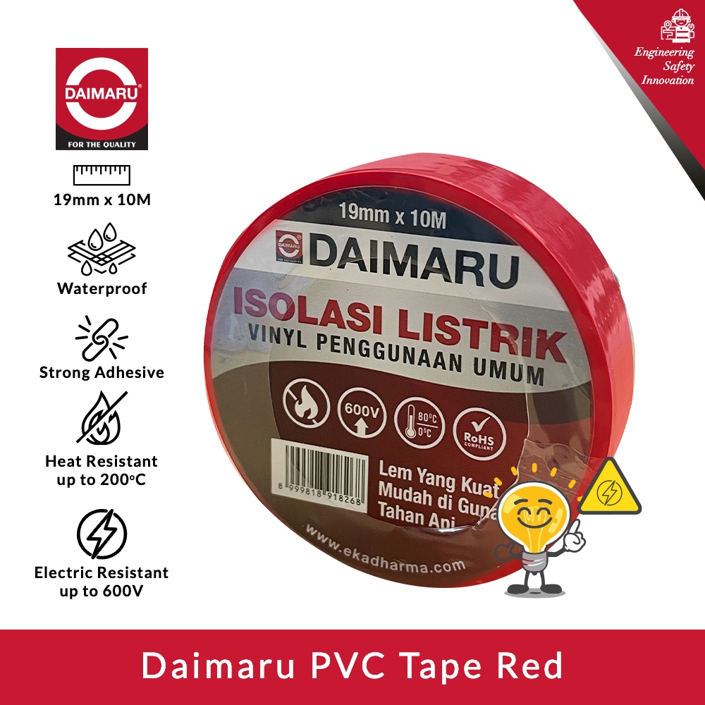 MERAH Daimaru PVC Insulation Tape Red Electrical Insulation Red 19 mm x ...