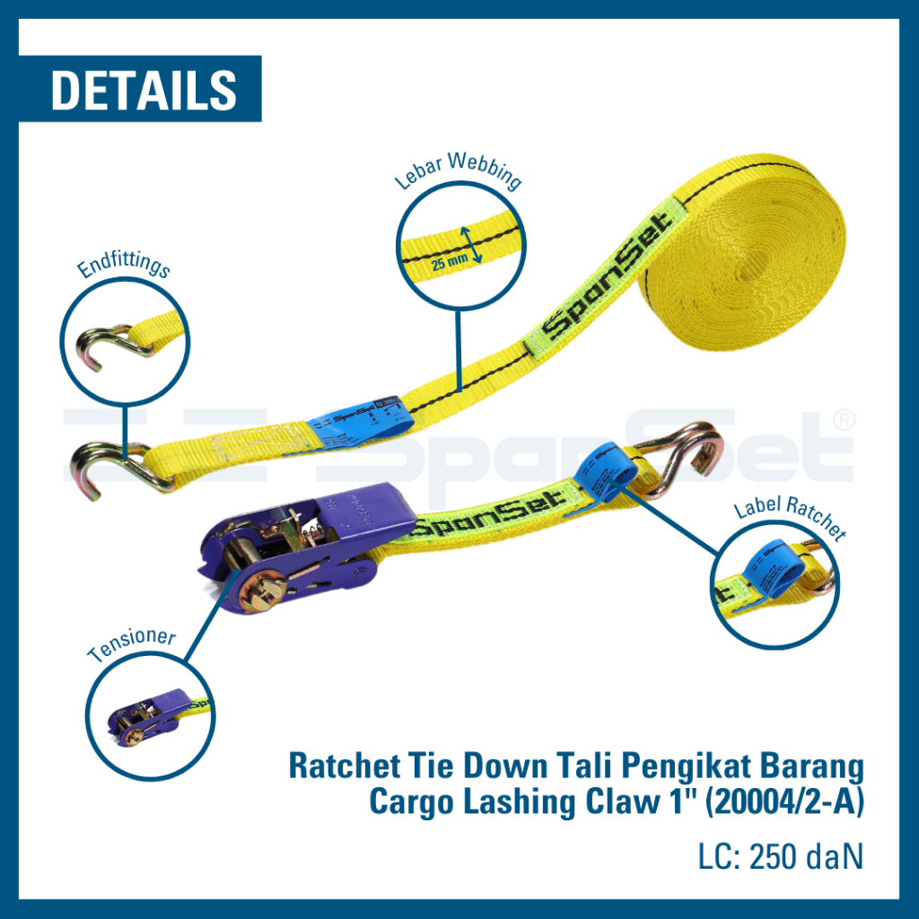 Ratchet Tie Down Cargo Lashing Claw 2" Spanset | Shopee Malaysia