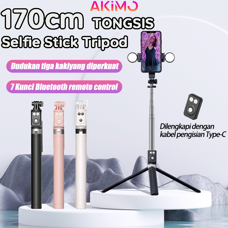 TOMBOL Akimo 1.7M Selfie Stick Tripod Tongsis With Monopod With Wireless Remote Control ...
