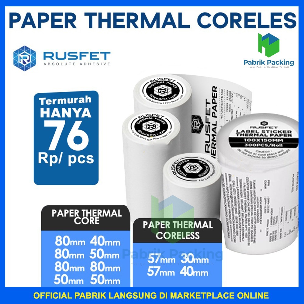 Thermal Paper Roll Cashier's Paper EDC Receipt Paper Rusfet ATM Receipt ...