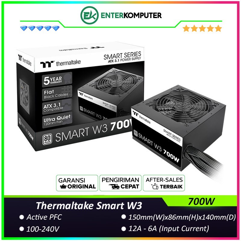 Psu Thermaltake Smart W3 700W 80+ ATX 3.1 Non-Modular Soft Cable / PSU ...