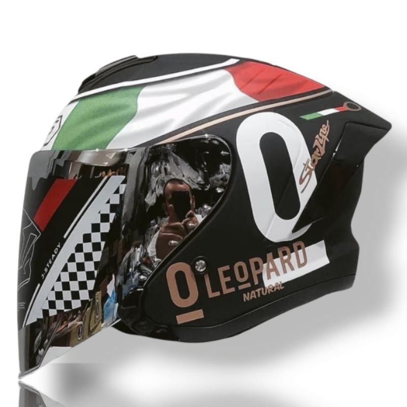 Js ARMOR MOTiF LEOPARD || Super Cool Half Face Helmet, 100% ORIGINAL ...