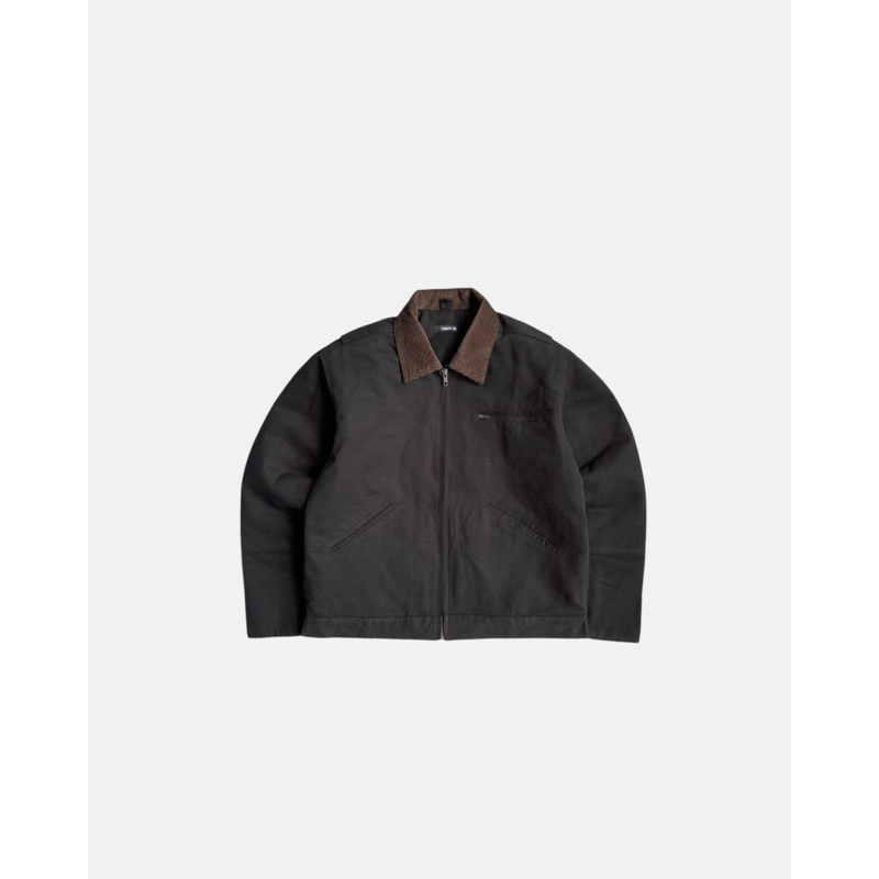 Timbre Work Jacket Quilted Black Collar Brown | Shopee Malaysia
