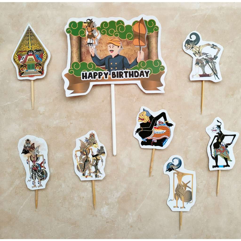 A set of cake topper birthday cake decorations with Javanese Wayang ...