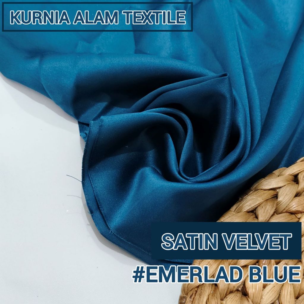 1/2 meter Premium Silk Velvet Satin Fabric, EMERALD BLUE color, Viral ...