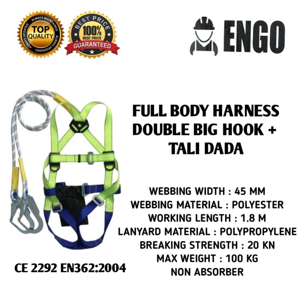 Full body harness double hook non absorber Full body harness double big hook no buffer ENGO Full ...
