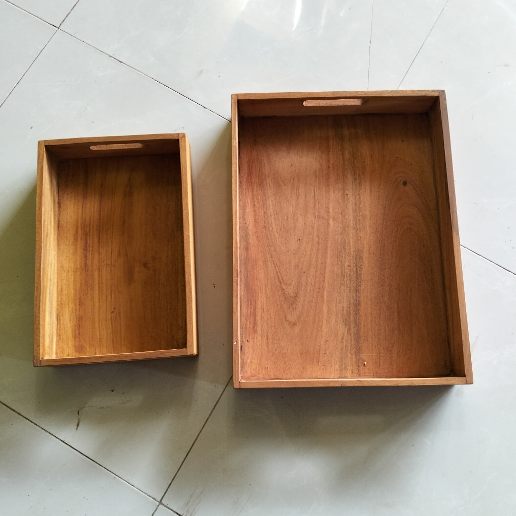KAYU Wooden tray box 40x30x5 wooden tray, aesthetic ready-to-eat tray ...