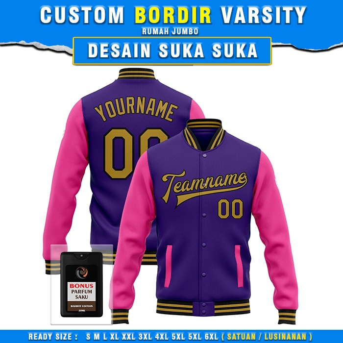 UNGU Custom Varsity Jacket Embroidered PURPLE PINK FANTA custom uniform ...